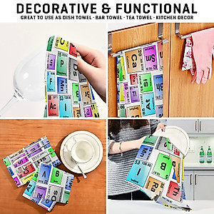 Periodic Table of The Elements Kitchen Towels 4 Pack, Rainbow Chemistry Dish Cloths Dish Towels Absorbent Tea Towels Bar Towels with Loop Kitchen Dish Towel for Household Drying Dish 18" x 28"