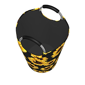 YISUMEI Laundry Basket Clothes Hamper Collapsible Durable Dirty Clothes Storage Laundry Organizer Black Sunflower for Kids Adults Women Gift