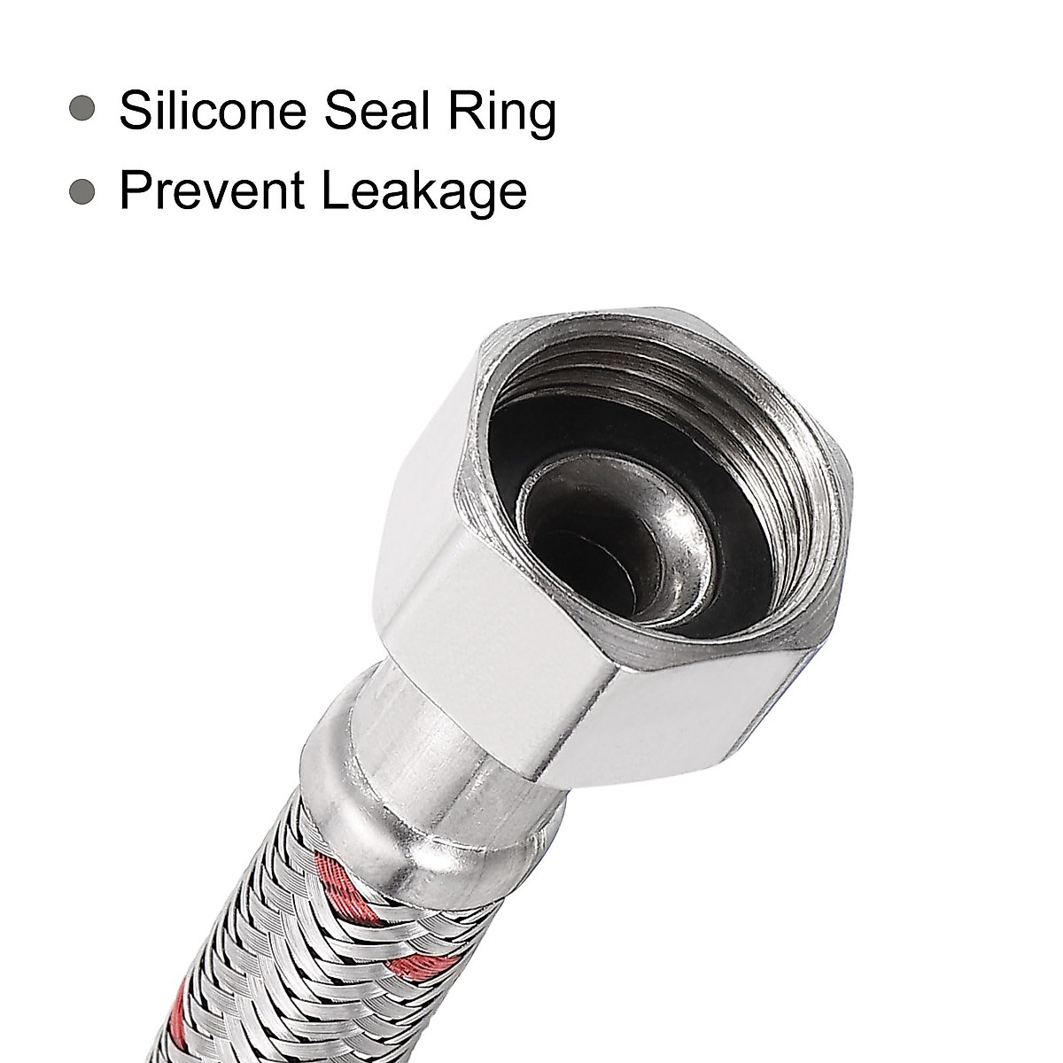 uxcell 28 Inch Long Faucet Supply Line Connector, 2pcs G3/8 Female Compression Thread x M10 Male Connector Braided M10x1mm 304 Stainless Steel Water Supply Hose Line