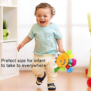 MARUMINE Baby Car Seat Toys with Tug Music, Infant Soft Plush Rattle, Early Development Hanging Stroller Toys for 0, 3, 6, 9, 12 Months Newborn Boys Girls Gifts