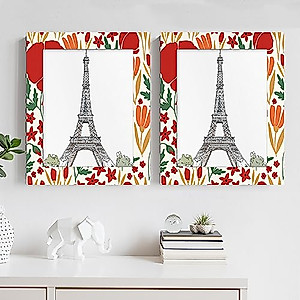 POFATO Artistic Painted Flowers Poppy 8x10 Picture Frame Wood Photo Frame for Tabletop Display Wall Mount Picture Frame Display 8 x 10 Inch Photo Wall Decor Home Gift Frames