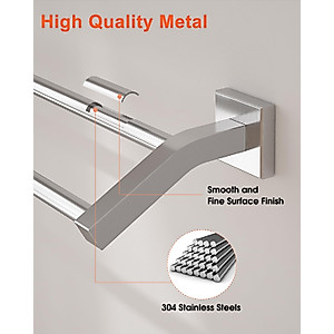 Alise Bath Double Towel Bars Towel Racks for Bathroom,Wall Mount Towel Holder Heavy Duty SUS304 Stainless Steel Towel Hanger Towel Rail,Brushed Nickel,24 Inch