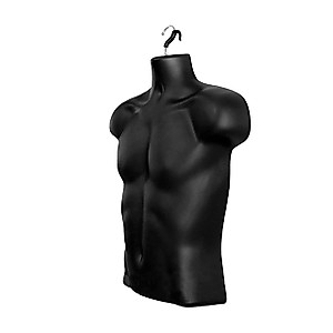 DisplayTown Black Male and Female Mannequin Torso with Metal Stand Hollow Back Body Stackable Dress Form for Tshirt Display, Countertop, Craft Shows, Photos and Design, S-M Clothing Size