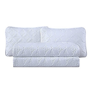 Chezmoi Collection Florenz 3-Piece King Size Quilt Set White - Soft Summer Lightweight Oversized King Bedspread 118 x 106, Medallion Pattern Coverlet for All Season