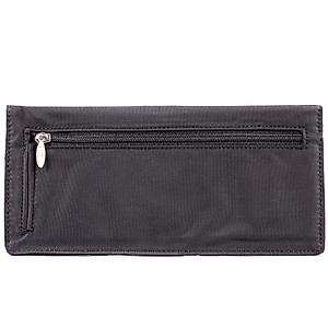 Big Skinny Women's Executive Bi-Fold Checkbook Slim Wallet, Holds Up to 40 Cards, Lightweight, Black