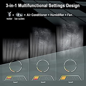 Portable Air Conditioner w/500ml Water Tank, Evaporative Air Cooler w/3-Speed Fan, USB Powered Low Energy Space Cooler, Personal Mini AC w/LED Lights, Table Air Conditioner & Humidifier, by G-WILL