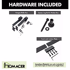 Homacer Mini Black Rustic Non-Bypass Sliding Barn Door Hardware Kit, for Two/Double Doors, 120-inch Long Flat Track, Classic Design Roller, Cabinet TV Stand Console Use…