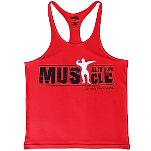 Muscle Alive Mens Bodybuilding Stringer Tank Tops Cotton Racerback Size L Red