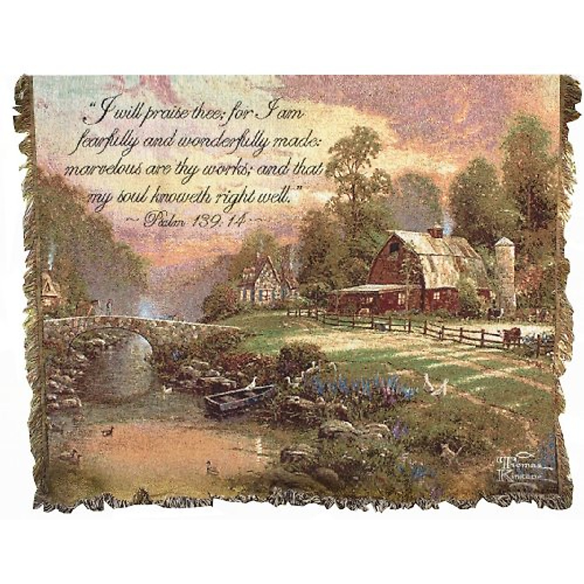 Manual Thomas Kinkade 50 x 60-Inch Tapestry Throw, Sunset at Riverbend