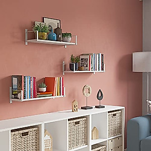 Wallniture Toledo 24"x6" White Floating Shelves for Storage, Wall Bookshelves Living Room Decor, Kitchen Organization, Bathroom Storage, Office Wall Shelf Set of 3