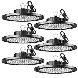 ELEKICO UFO Led High Bay Light 150W 5000K Shop Lights 21000Lm Daylight with Plug, UFO High Bay Lights for Garage Warehouse Workshop Factory Barn Logistics Center 6 Pack