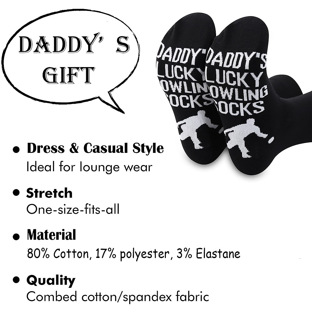 TSOTMO Men’s Sports Socks Bowling Socks Daddy's Lucky Bowling Socks Gift For Men Bowling Lover Player Socks Gift Bowlers Gift (Dad Bowling)