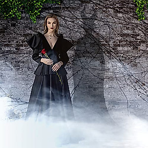 Jewelili Enchanted Disney Fine Jewelry Black Rhodium over Sterling Silver 1/4 Cttw Treated Black Round Diamond Maleficent Black Rose Ring, Size 5