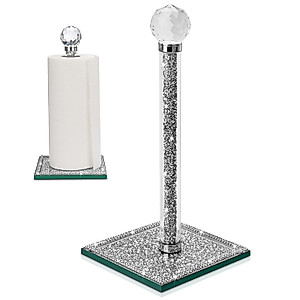 Qiuhome Crystal Paper Towel Holder Countertop Bling Silver Paper Towel Holder Stand