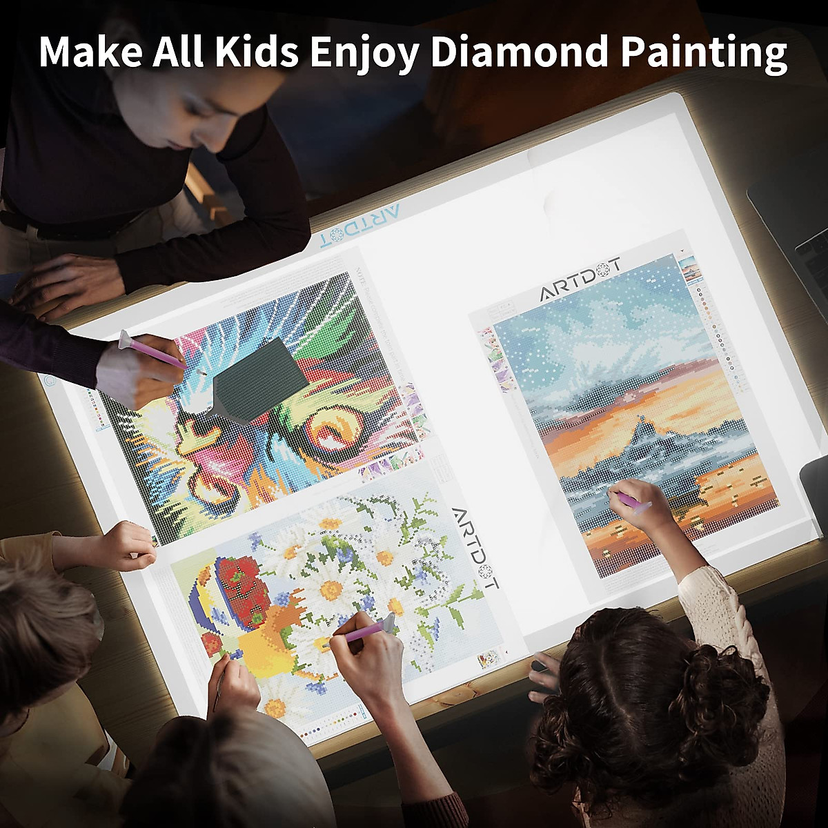 ARTDOT A1 Large LED Light Pad for Diamond Painting AC Powered Light Board Kit Adjustable Brightness Light Box Drawing for 5D Diamond Painting Kits