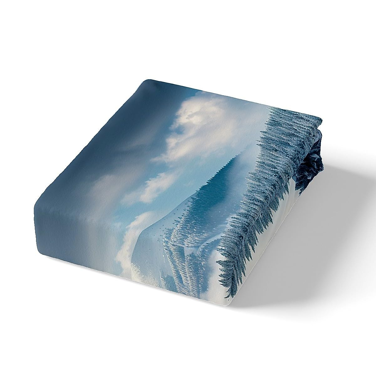 Castle Fairy Snow Mountain Bedding Set,3D Cedar Printed Duvet Cover for Kids Teen Boys Girls,Snow Scene Comforter Cover Decorative Room,Winter Nature Quilt Cover with 2 Pillowcases,King Size