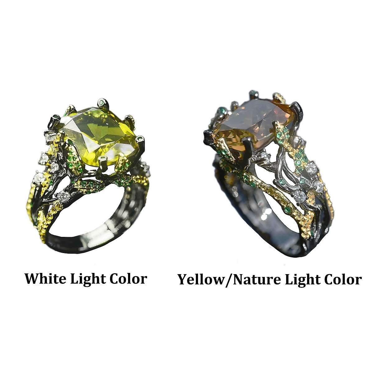 Tingle Alexandrite Rings Fine Jewelry For Women Diaspore Color Change Gem Engagement Ring Sterling Silver Ring (Magic Forest, 8)