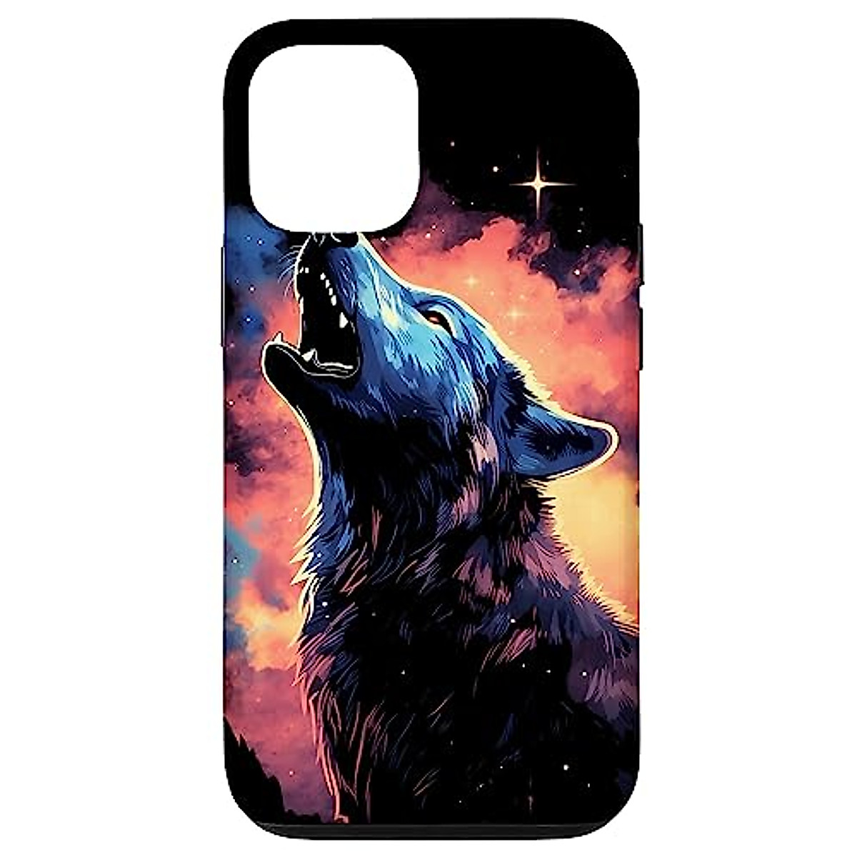 iPhone 12/12 Pro Howling Wolf Space Galaxy Stars Wolves Animal Case
