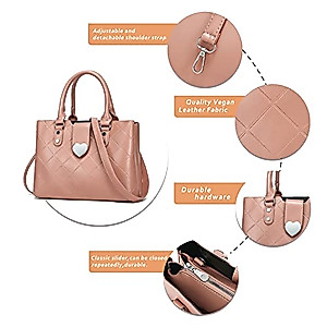 JHVYF Satchel Bag for Women Vegan Leather Crossbody Purse Top-Handle Handbag Trendy Shoulder Bag Ladies Work Tote Apricot