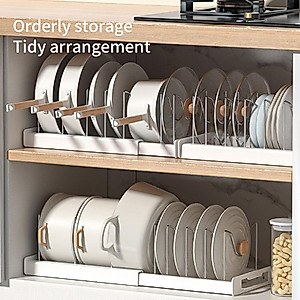 Pot Rack Organizer - Pan Holder Rack Kitchen,Pot Cabinet Organizer Pot Lid Organizer Holder 7 Adjustable Compartment for Cookware Cle-us