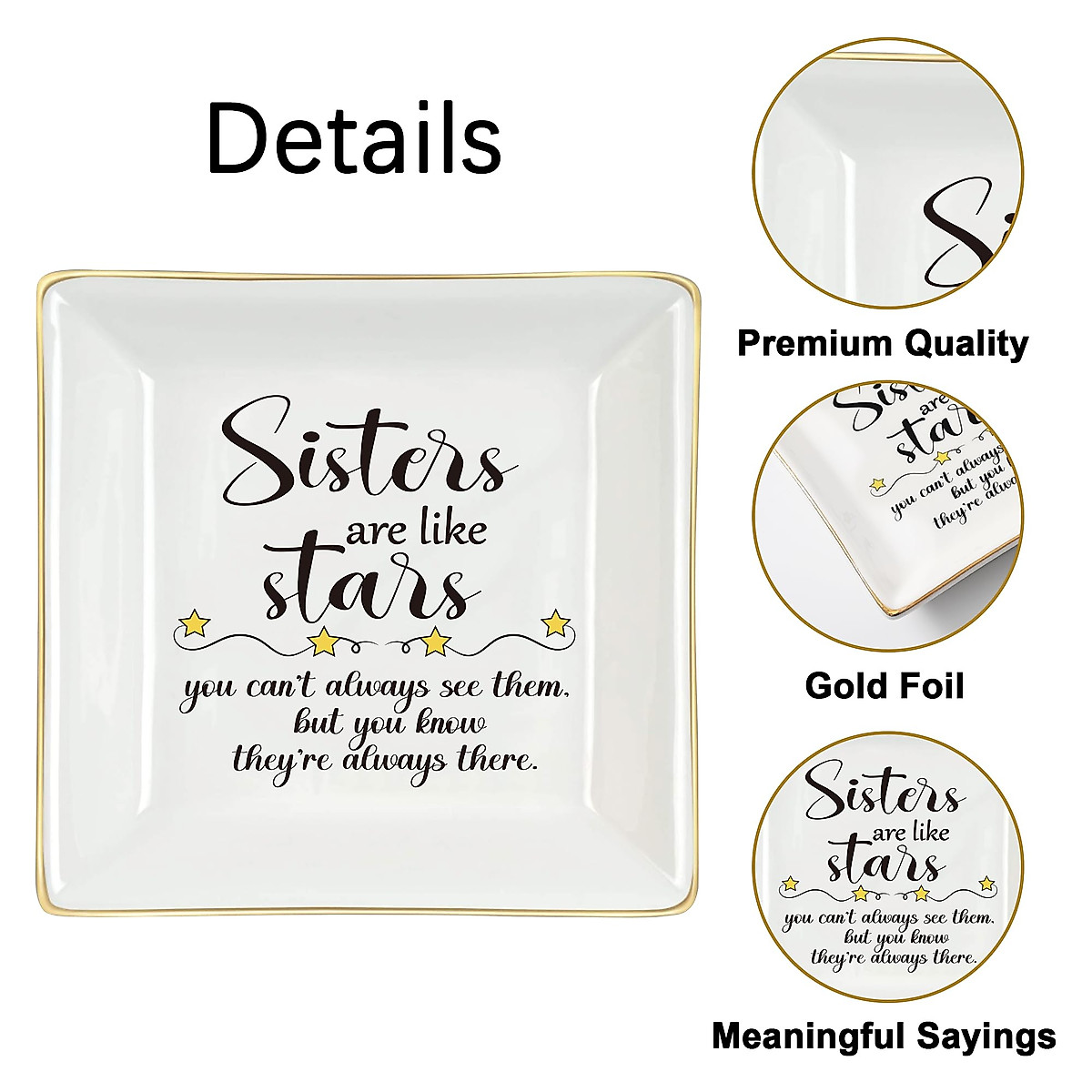 Homlouue Sister Gifts from Sister, Sister Are Like Stars Ring Dish Sister Birthday Gifts Sister Jewelry Dish Best Sister Ever Gifts Meaningful Sister Gifts for Sister Friends Christmas
