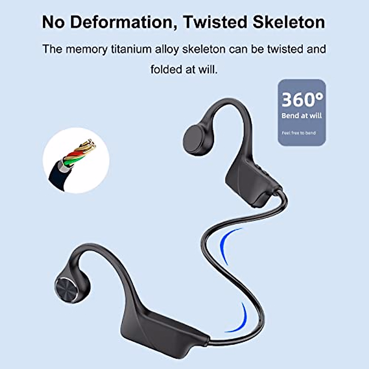 Bone Conduction Headphones Open Ear Wireless Earbuds Bluetooth IPX7 Waterproof Sports Earphones Lightweight Long Battery Life Ear Buds for Running Hiking Driving Workouts Android iOS Red