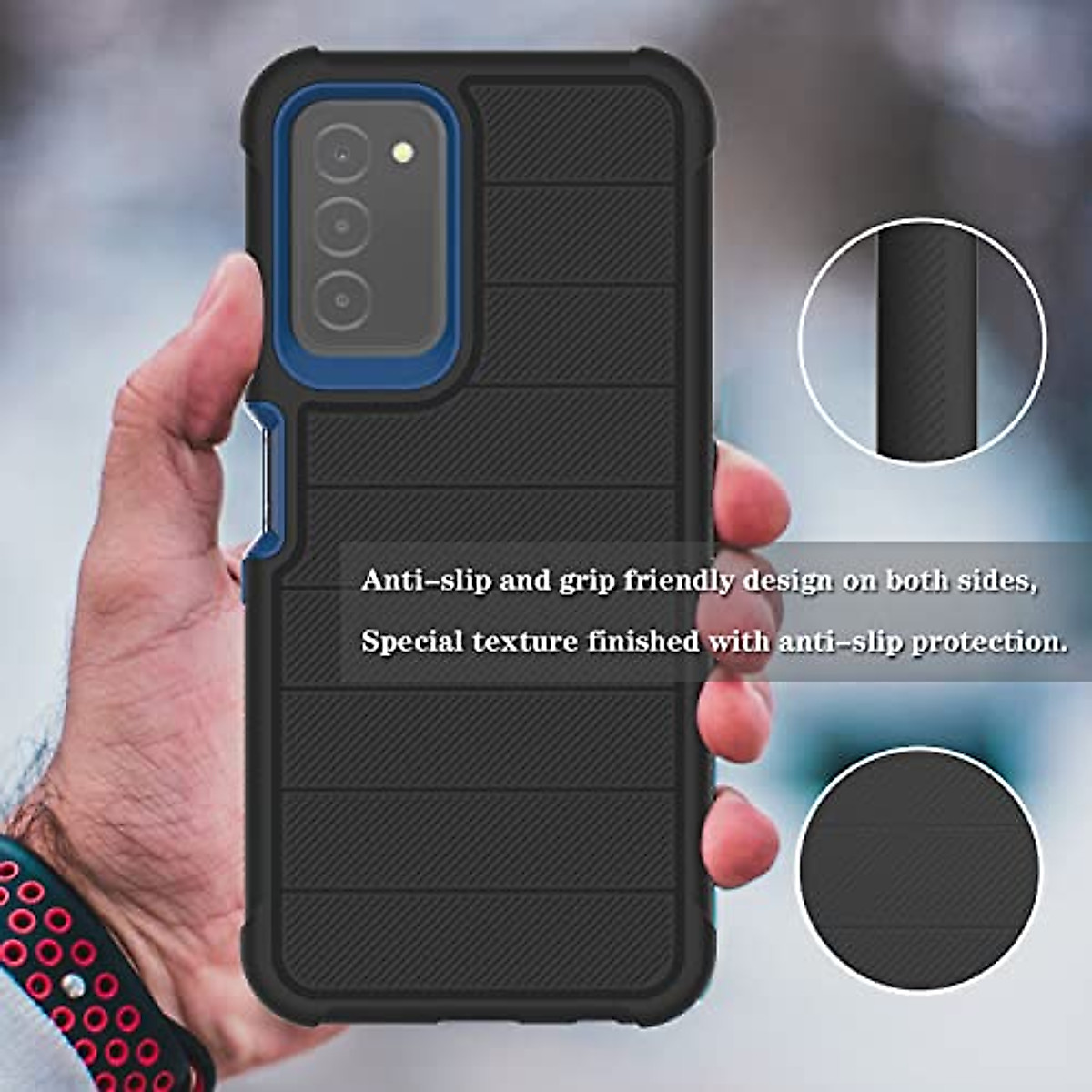 Leptech for Samsung Galaxy A03S Phone Case with Tempered Glass Screen Protector, [Holster Series] Belt Clip Hard Tough Full Heavy Duty Rugged Military Shockproof Armor Cell Phone Cover  (Black)