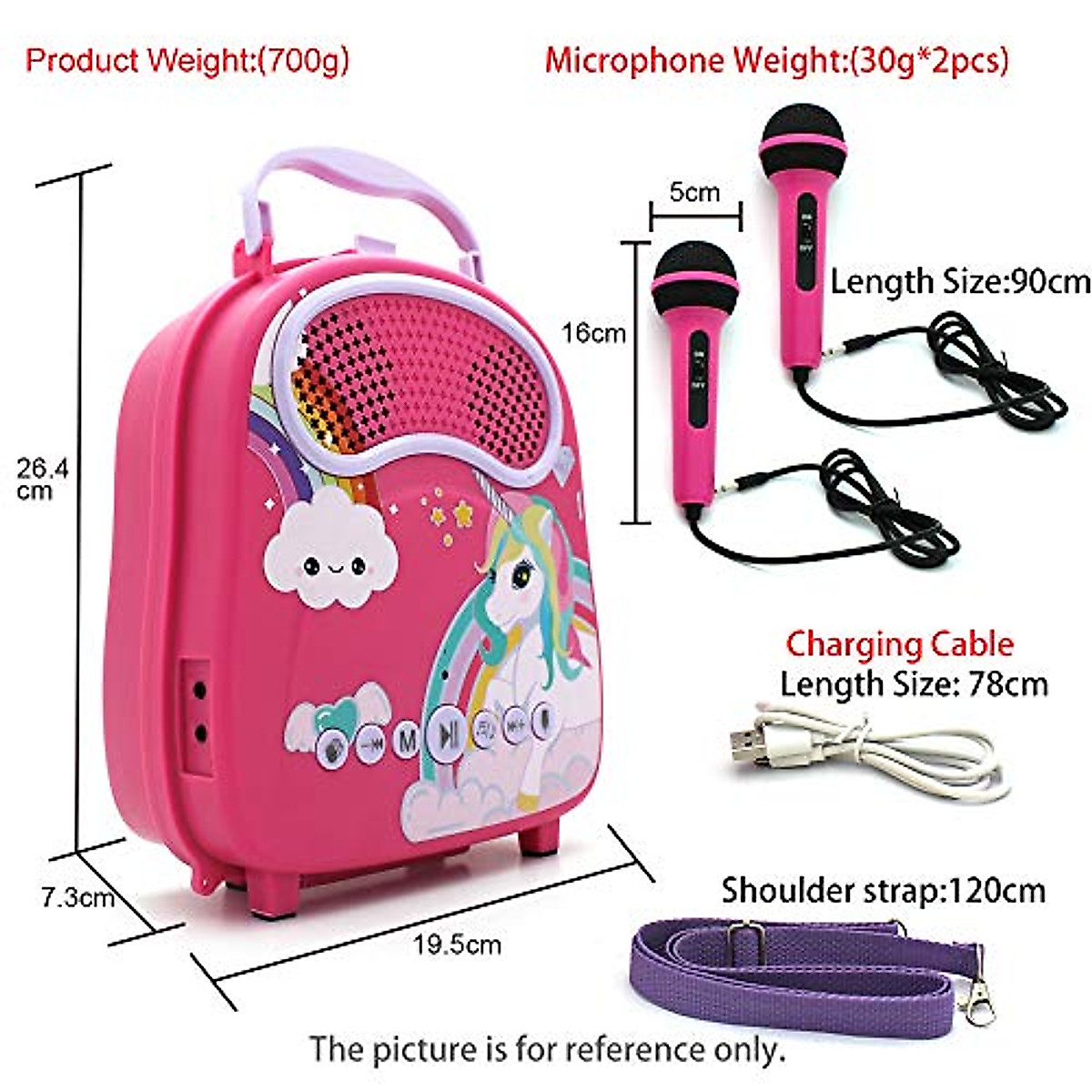 Kids Karaoke Machine for Girls Boys with 2 Microphones Portable Children Singing Machine Includes Voice Change/Storage Space Bluetooth Toddler Karaoke Speaker Toy Gift for Birthday Festival