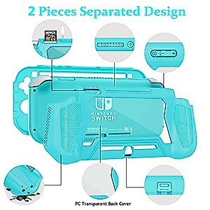 Protective Case for Nintendo Switch Lite, Full Protection Switch Lite Cover, TPU Shock-Absorption and Anti-Scratch for Nintendo Switch Lite Skin with Bult-in Screen Protector & Thumb Grip Caps, Blue