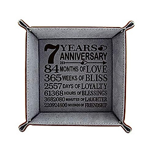 KATE POSH 7th Anniversary Tray, Traditional Wool Wedding Anniversary, Engraved Wool Organization Jewelry Tray for Husband, Wife, Boyfriend, Girlfriend
