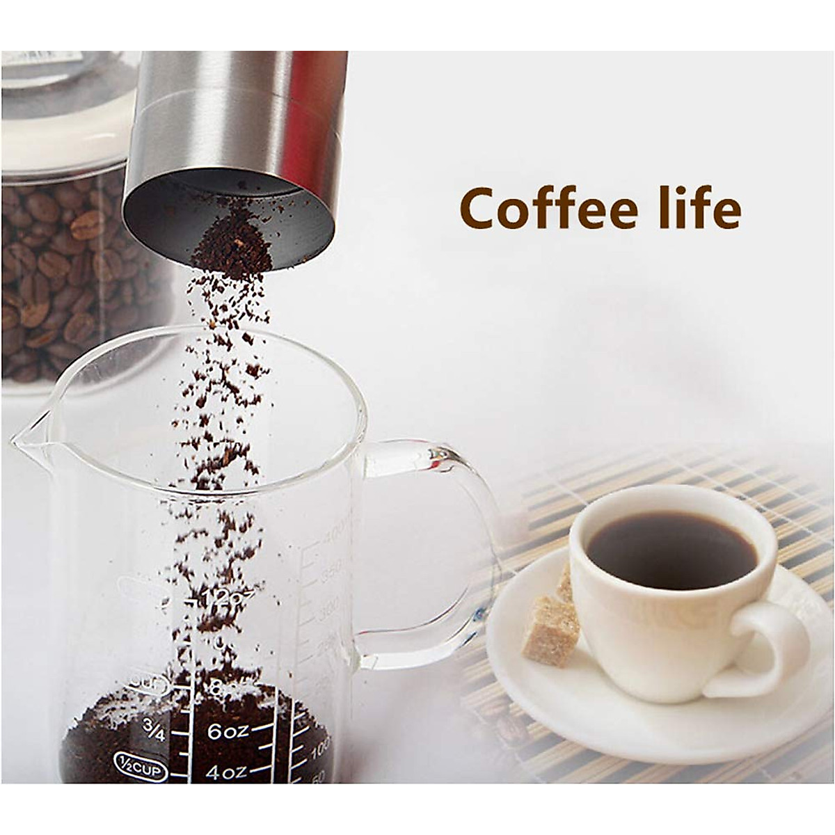 SFXFJ Manual Burr Coffee Grinder - Adjustable Settings for French Press, Espresso, Drip Coffee, Turkish Brew - Stainless Steel Handheld Grinder