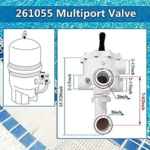 RDIYIN 261055 Multiple Port Valve Replacement for Pentair ，Compatible with Triton and Quad D.E. Filters, 2 Inch, 7 1/2 Inch Centerline,White