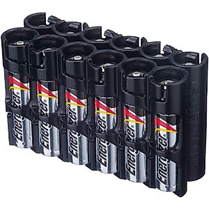 Storacell by Powerpax AAA Battery Storage Caddy, Black, Holds 12 Batteries (Not Included)