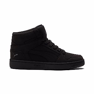 PUMA Mens Rebound Layup Sneaker, NUBUCK PUMA Mens Black-PUMA Mens Black-CASTLEROCK, 9.5