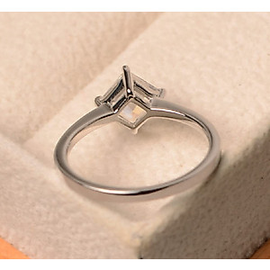 Awmnjtmgpw 925 Sterling Silver Moonstone Ring Cut Cubic Zircon Blue Topaz Women's Wedding Engagement Ring Size 6-10 (Size 10)