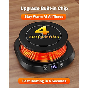 Coffee Mug Warmer -4S Fastest Heating Coffee Cup Warmer for Desk，5 Temp & 1-12H Timer Settings Auto Shutoff Candle Warmer,Ideal Coffee Gift Accessories with Greeting Card Keep Beverages Coffee Warmer