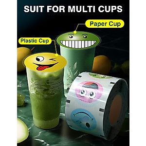 WantJoin 2 Rolls Cup Sealing Film, Cup Sealer Film 90-105 mm(3.5-3.7in） 6400 Cups for PP Plastic and Paper Cups, Tea Cup Sealing Film for Coffee Shop, Milk Tea Shop, Bar, Colourful
