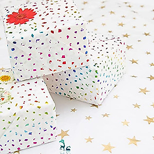 MR FIVE 25 Sheets Rainbow Tissue Paper Bulk,20" x 28",Glitter Tissue Paper for Gift Bags,Rainbow Sparkle on White Tissue Paper,Gift Wrapping Tissue Paper for Graduation,weddings,Birthday,Holiday Party