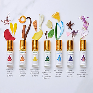 7 Chakra Essential Oil Roll-On Blend Gift Set by Aromafume | 7x 6ml/0.2 fl oz | Aromatherapy Oils for Meditation, Chakra Balance | Yoga & Reiki Gifts | Essential Oil Set for Plexus, Root Chakra & more