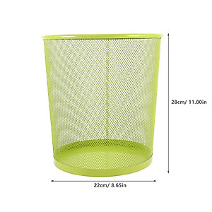 Ciieeo Green Mesh Trash Cans Mesh Office Trash Can Open Top Metal Wire Wastebaskets Waste Basket for Near Desk Garbage Can Recycling Garbage Container Bin 26.5x28cm