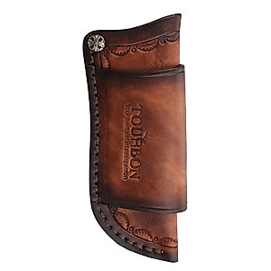 Tourbon 4.3" Pocket Knife Pouch Folding Knife Holster Portable Leather Knives Holder with Belt Loop for Camping Hunting Jungle