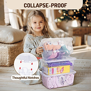 GAMENOTE Clear Plastic Storage Bins with Lids,Stackable Containers for Classroom,Toy Storage Organizer, 5 Qt 12 Pack Small Tubs,Tote Box for Kids Playroom,Sorting(12×7.2×5.1 in)