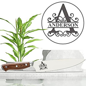 Customizable Stainless Steel Chef's Kitchen Knife with Laser Engraved Monogram - Professional Quality, Personalized Touch