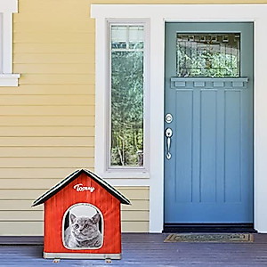 Toozey Heated Cat House for Winter, Indoor/Outdoor Weatherproof Cat House with Heated Pet Pad, Providing Safe Feral Outdoor Cat House for Cats or Small Dogs, Easy to Assemble Cat Shelter