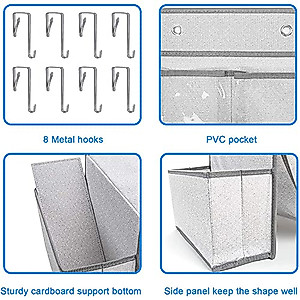 CHIVAN Over The Door Organizer, Super Behind The Door Storage Organizer with Door Rack and Large Clear Windows, Wall File Organizer, Hanging Organizer (Grey)