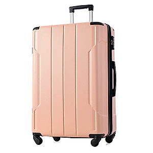 Merax Suitcases With Wheels Lightweight Carry-On Luggage, TSA Lock and Reinforced Corners, 24 Inch Checked-Medium Suitcases (Pink) …