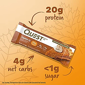 Quest Nutrition Pumpkin Pie Protein Bar, High Protein, Low Carb, Gluten Free, 12 Count