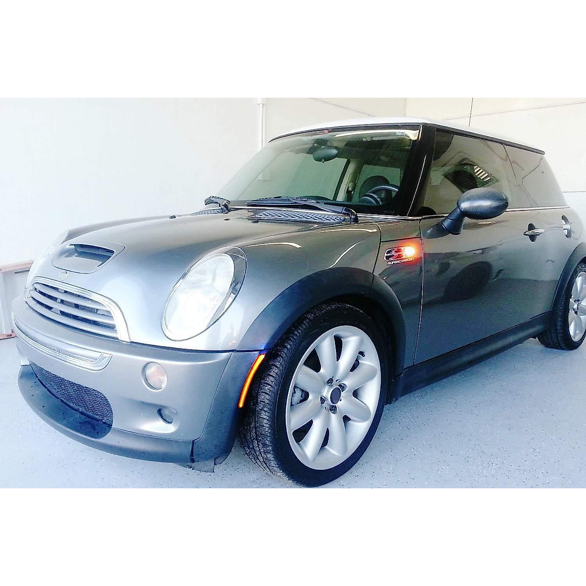 iJDMTOY Smoked Lens Amber/Red Full LED Side Marker Light Kit Compatible With 2002-2008 Gen1 MINI Cooper R50 R52 R53, Powered by Total 120-SMD LED, Replace OEM Sidemarker Lamps