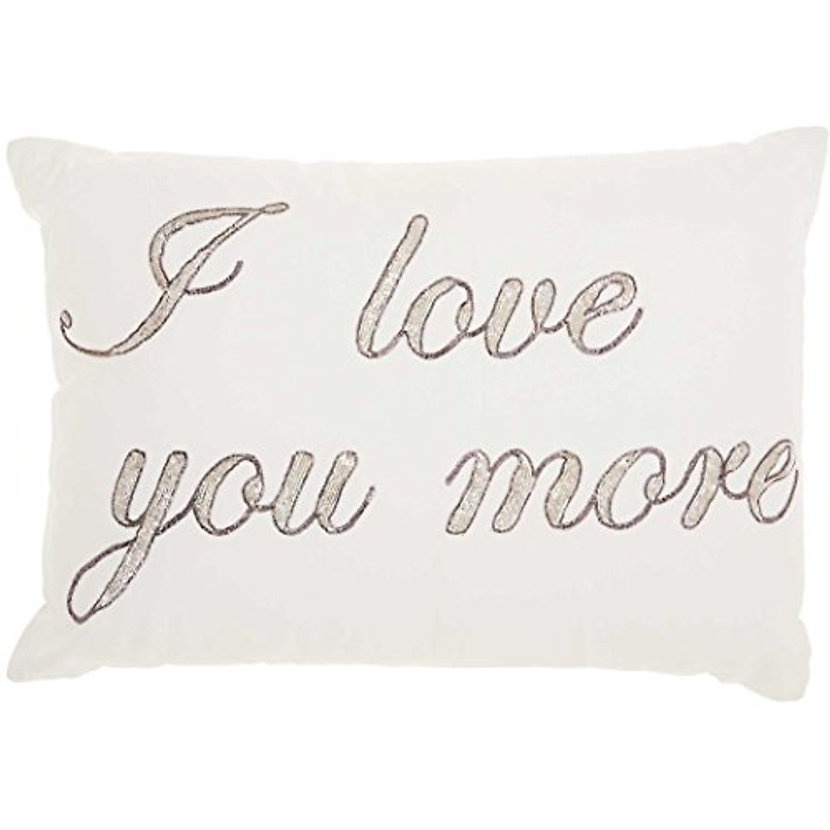 Nourison Mina Victory DR164 Luminescence I Love You More Throw Pillow, 14" x 20", Pewter