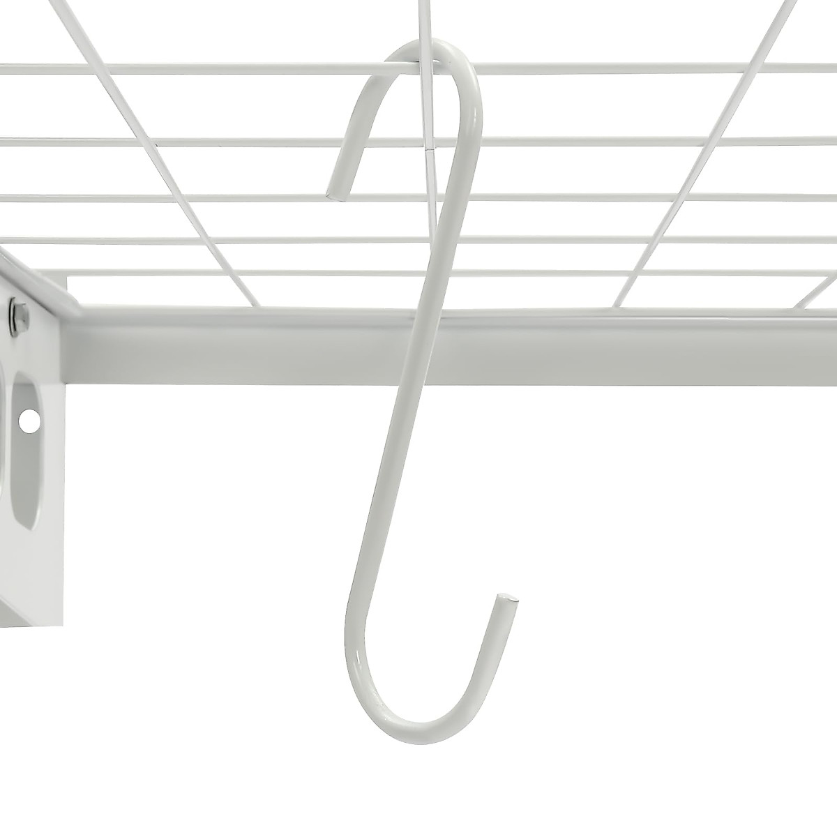 2PCS Garage Storage Racks 2 x 4 ft Garage Shelving Wall Mounted Heavy Duty Garage Storage Shelves Steel Garage Organizer Shelf with Hooks Garage Wall Floating Rack for Shop (White)